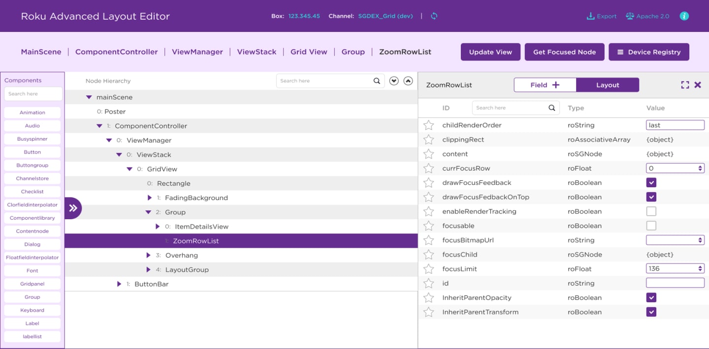 Roku Advanced Layout Editor